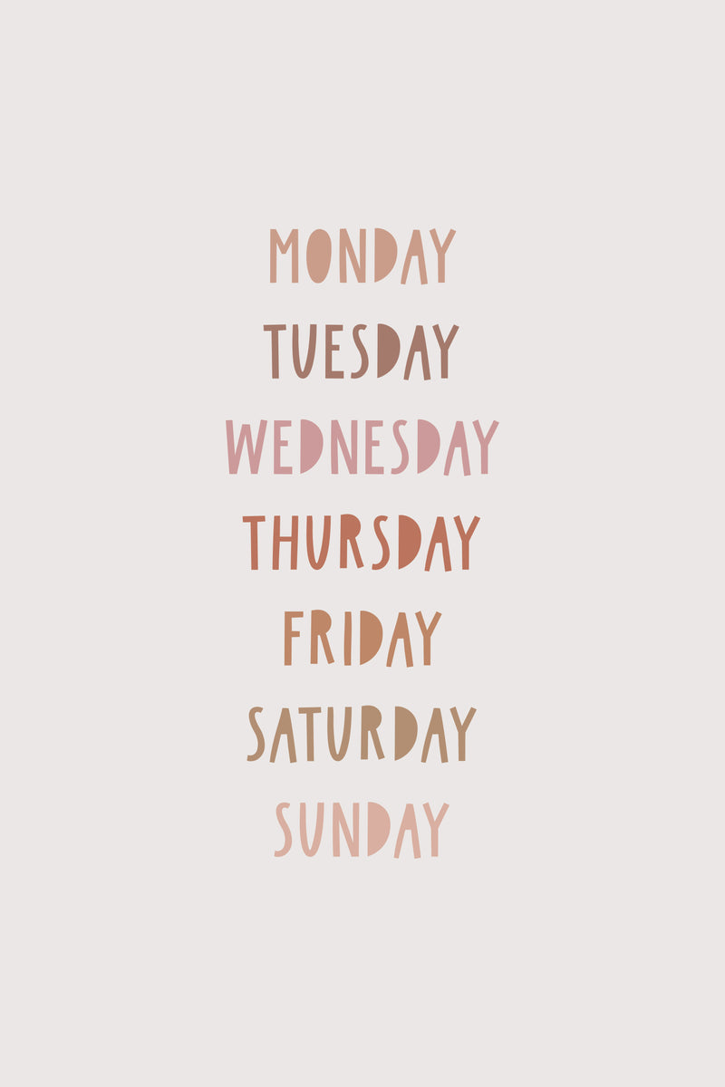 Days of the Week (Pink Tones) Canvas Print – Ma Petite