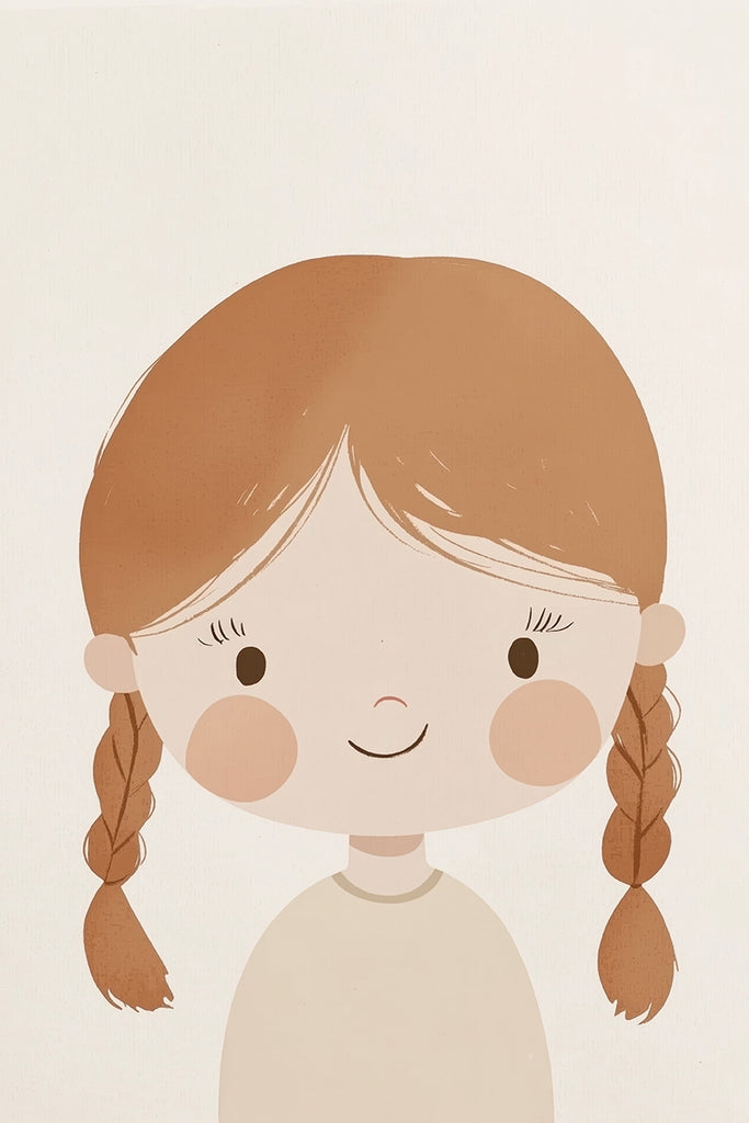 Girl with Pigtails - Wall Art Print - Ma Petite
