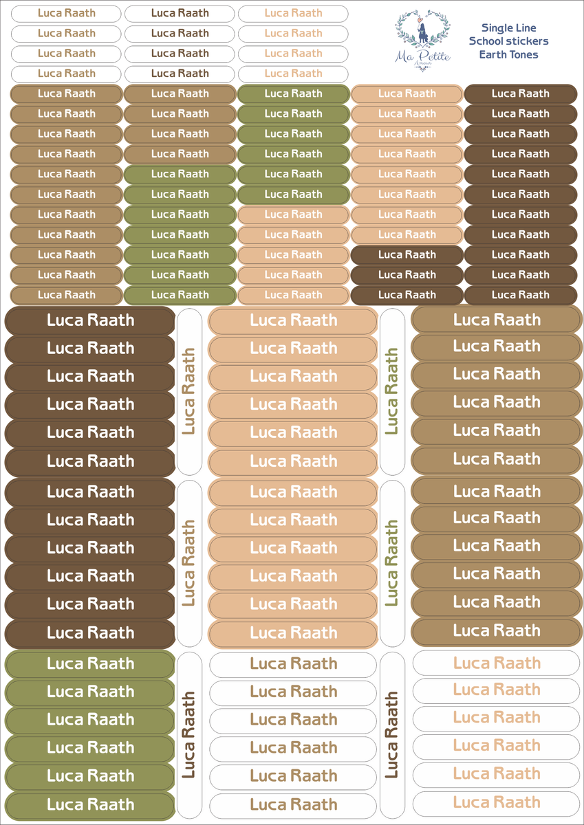 Strip School labels (Earth Tones 2) – Ma Petite