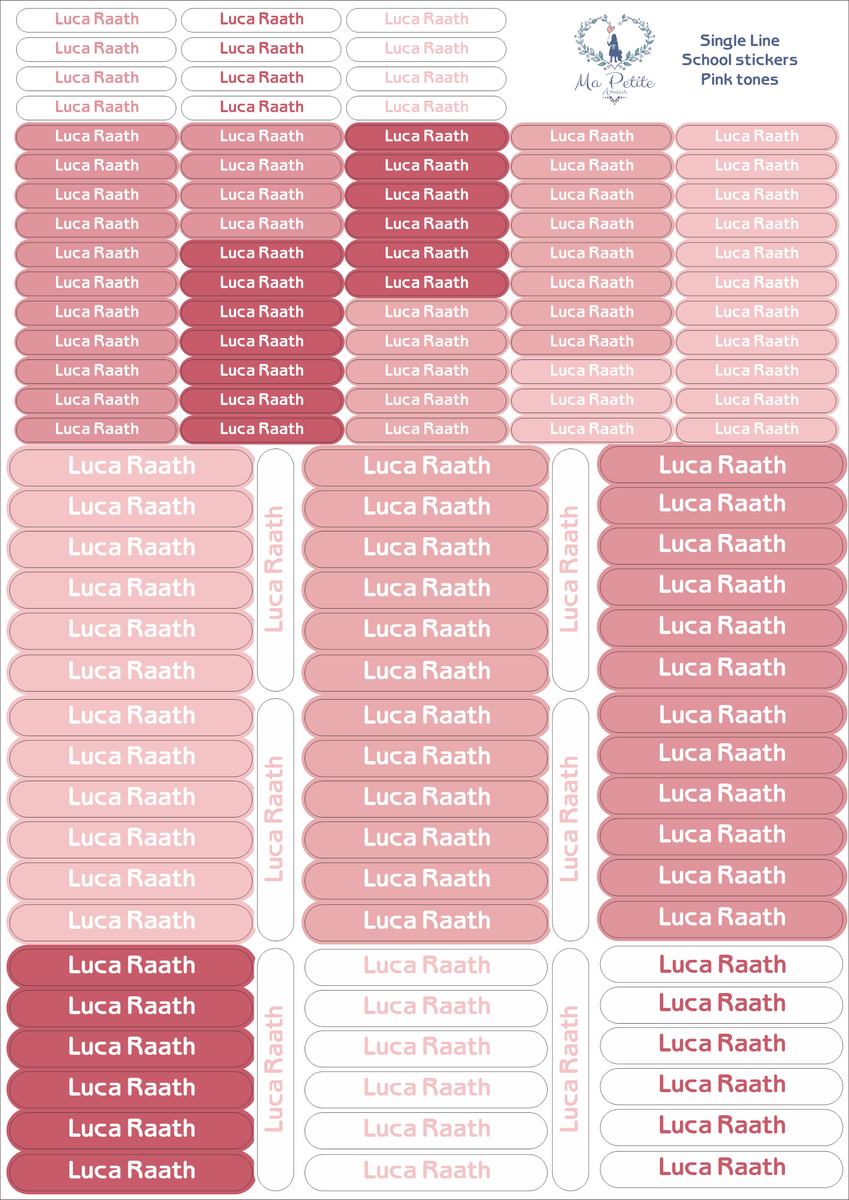 Strip School labels (Pink Tones) – Ma Petite