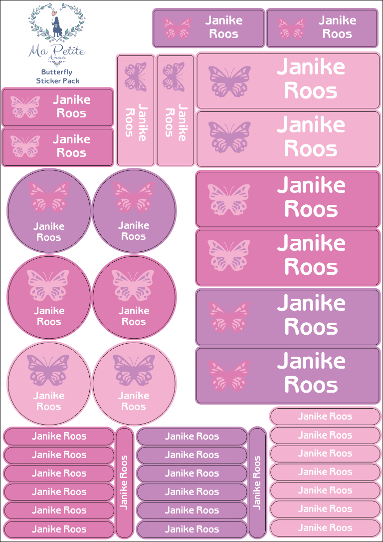School labels : Butterfly Theme – Ma Petite