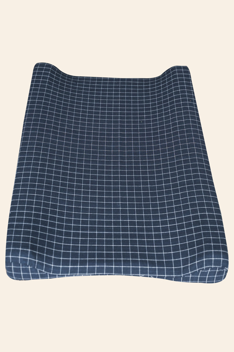 Navy Grid Washed Cotton Changing Mat Cover – Ma Petite