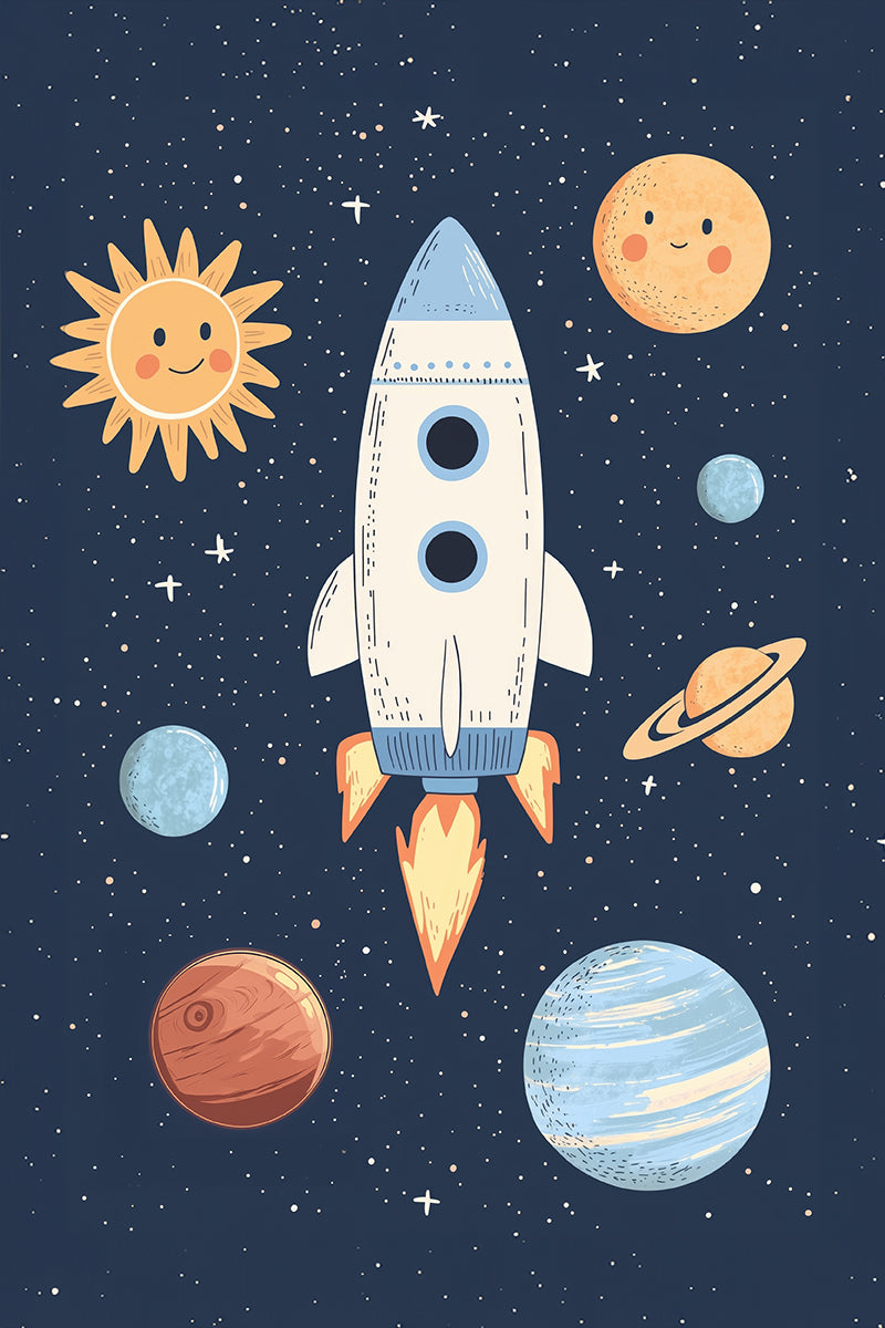 Rocket Wall Art Print | Wall Art For Children's Rooms | Wall Art – Ma ...