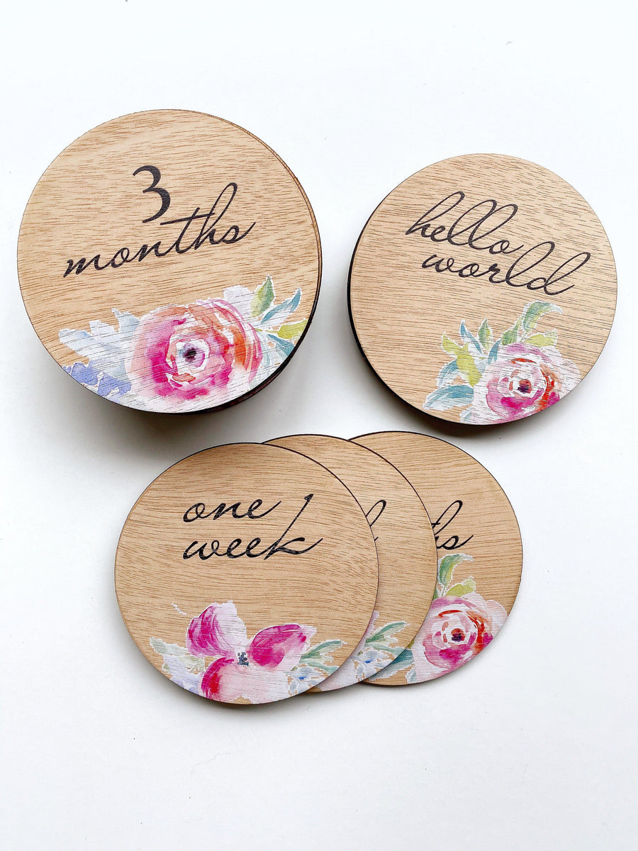 Monthly Milestone Plaques - Floral – Ma Petite