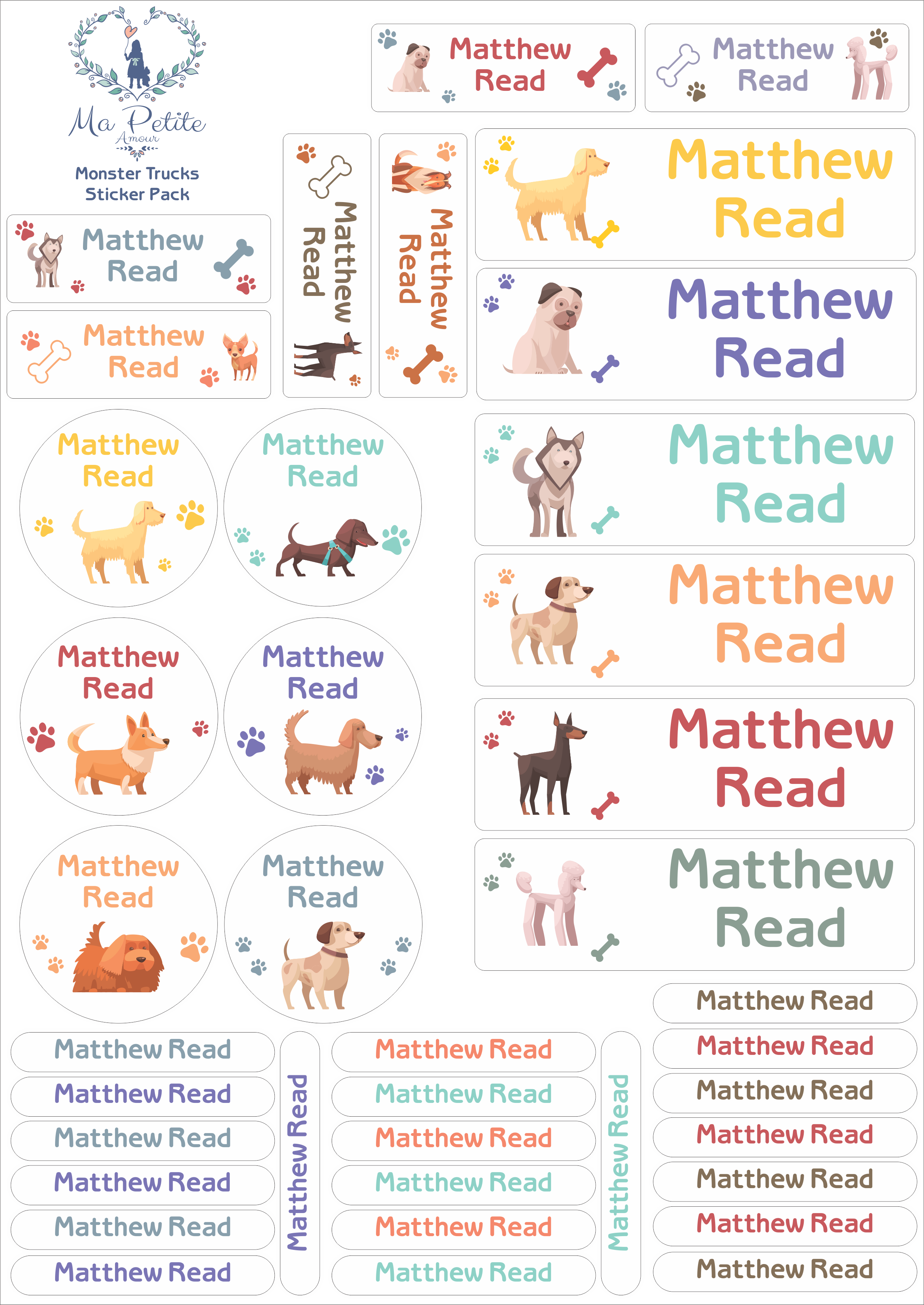 School labels : Dog Theme – Ma Petite