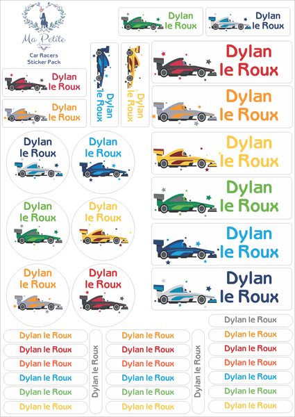 School labels : Race Car Theme - Ma Petite