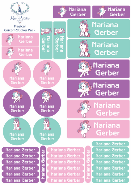 School labels : Unicorn theme - Ma Petite